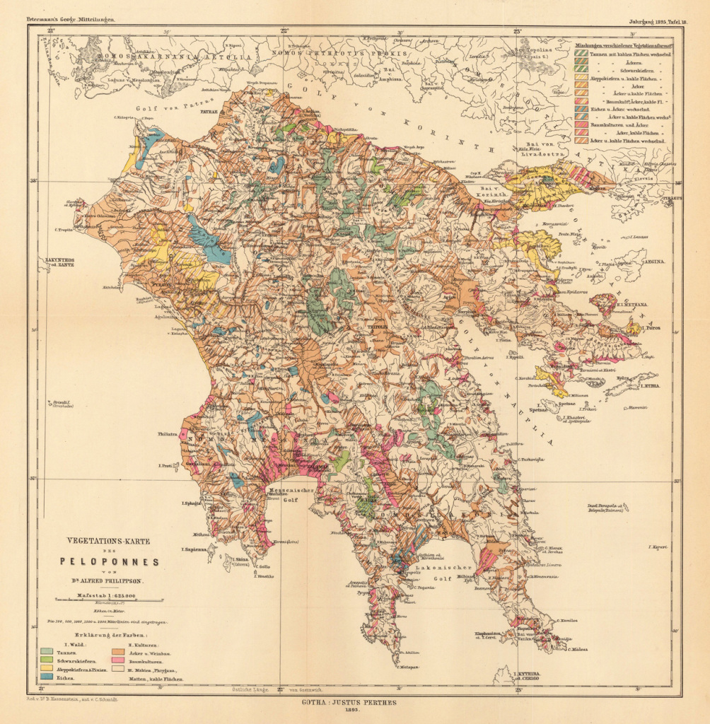 Χάρτης των Καλλιεργειών της Πελοποννήσου 1895 – Ναύπλιο, Ανάπλι ...